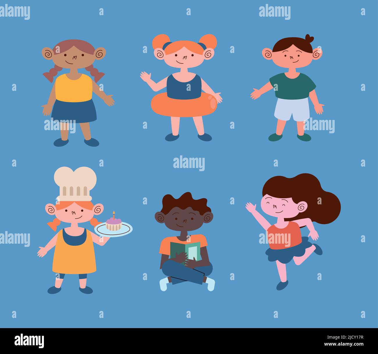 six little kids characters group Stock Vector Image & Art - Alamy