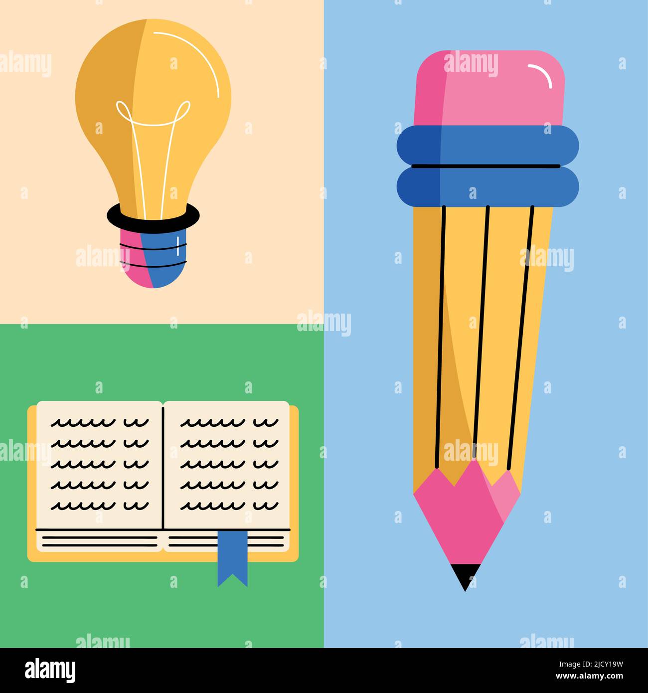 three school supplies set icons Stock Vector Image & Art - Alamy
