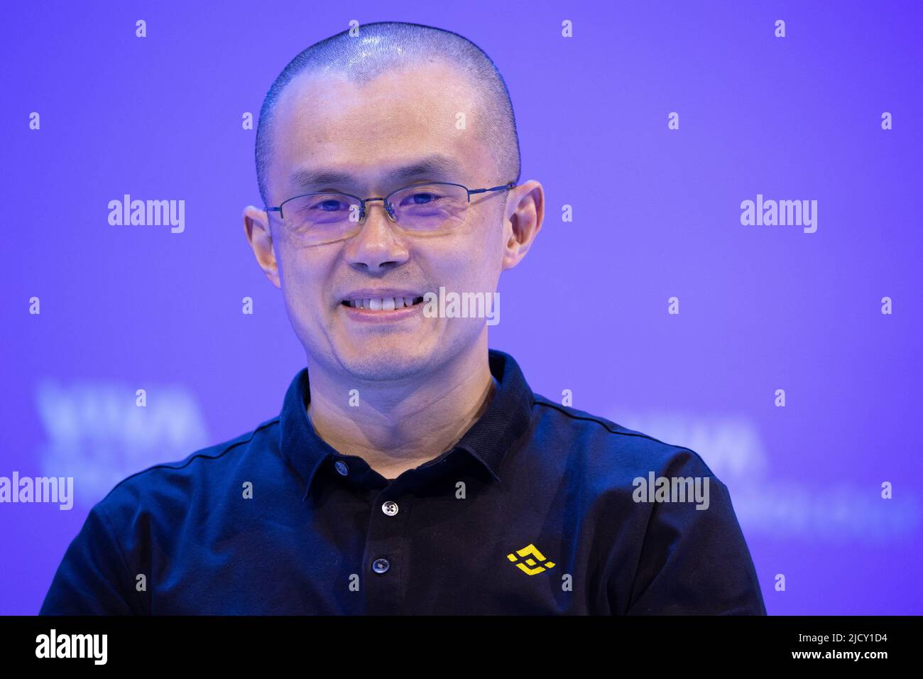 Binance CEO Changpeng Zhao aka CZ speaks on stage at the Vivatech ...