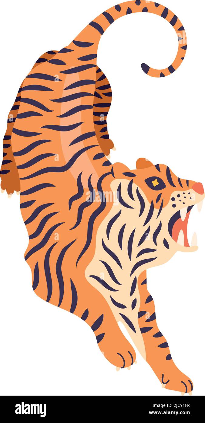 tiger wild attack position animal Stock Vector Image & Art - Alamy