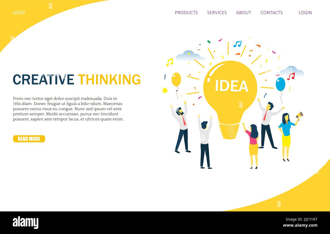 Creative thinking vector website landing page design template Stock ...