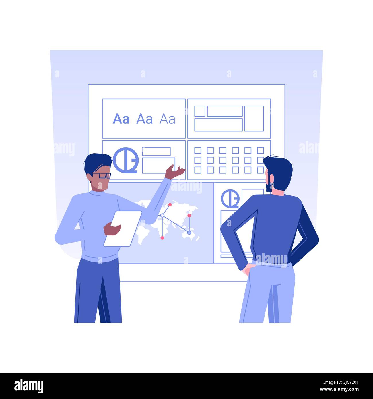 Style guide isolated concept vector illustration. Smiling client ...