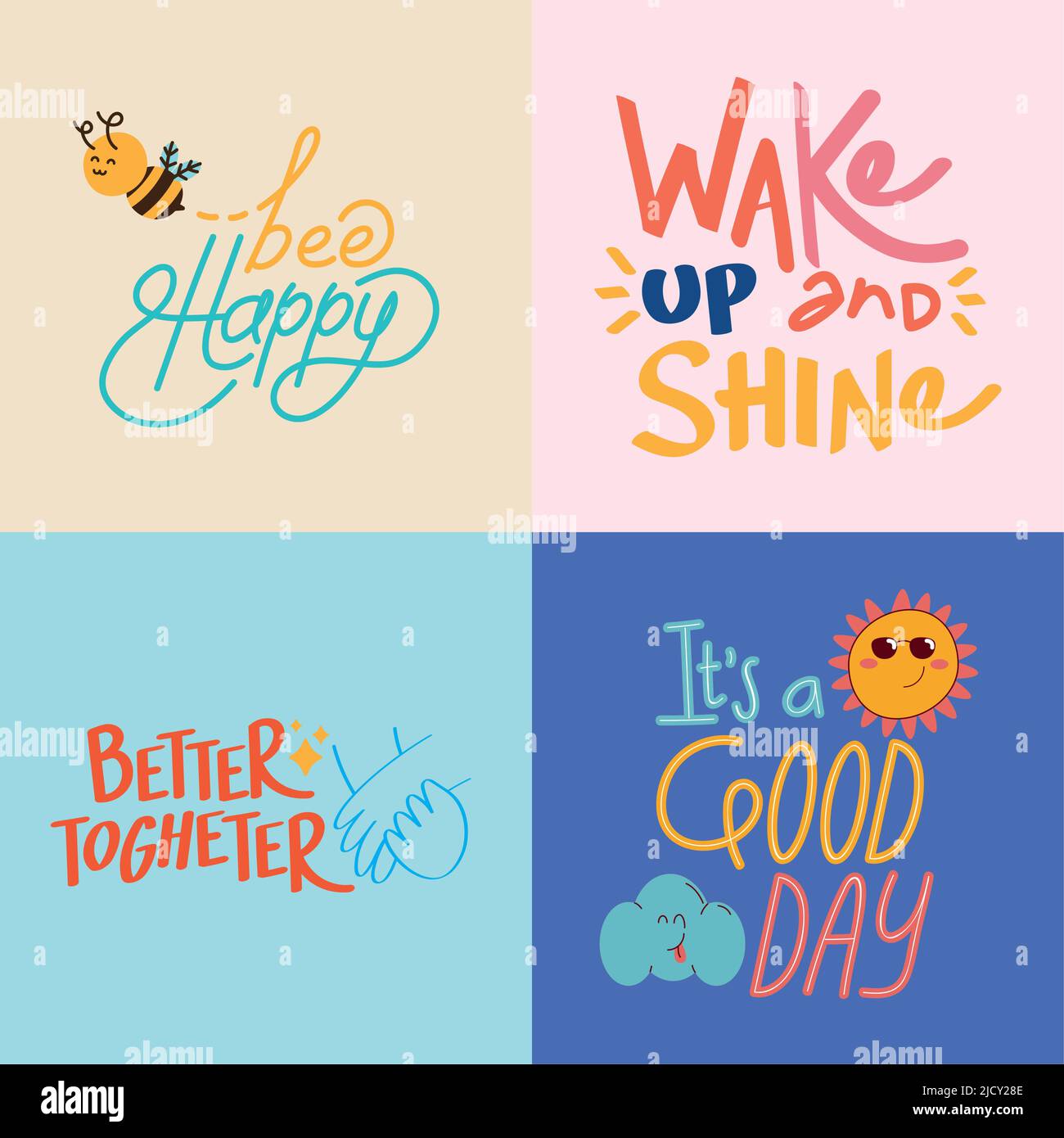 four mini poster set letterings Stock Vector Image & Art - Alamy