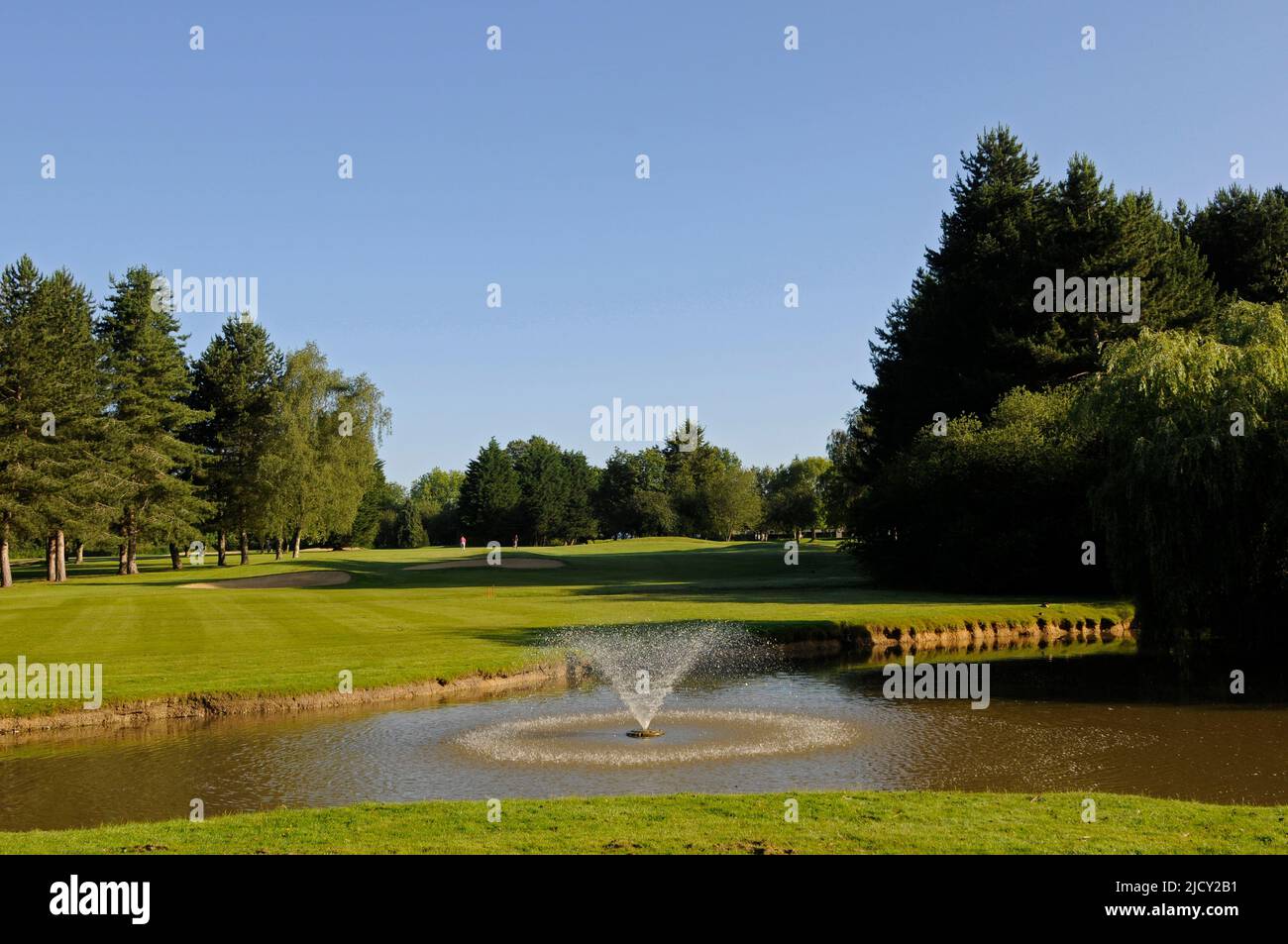 Early Morning view over Pond to 4th Green, Bentley Golf Club, Brentwood ...