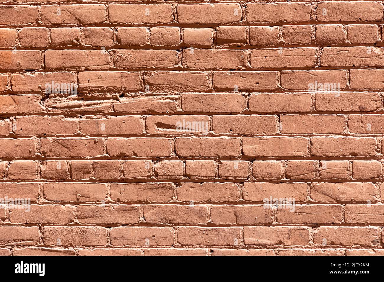 old red ochre painted clean brick wall as harmonic background Stock ...