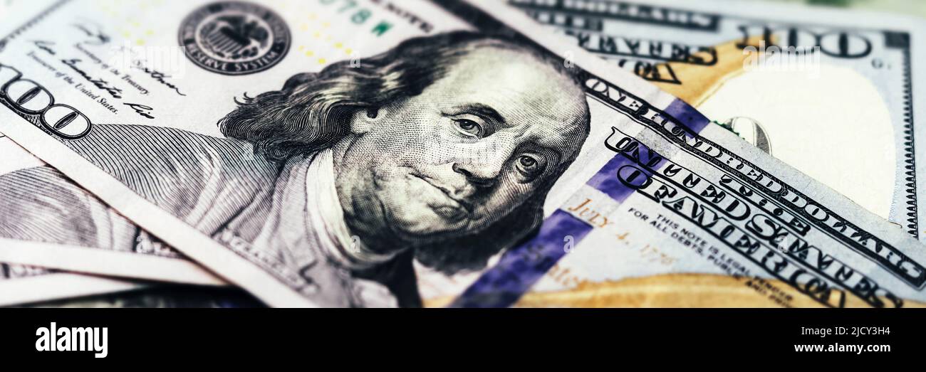 American paper dollar bills background. Hundred dollar banknotes ...