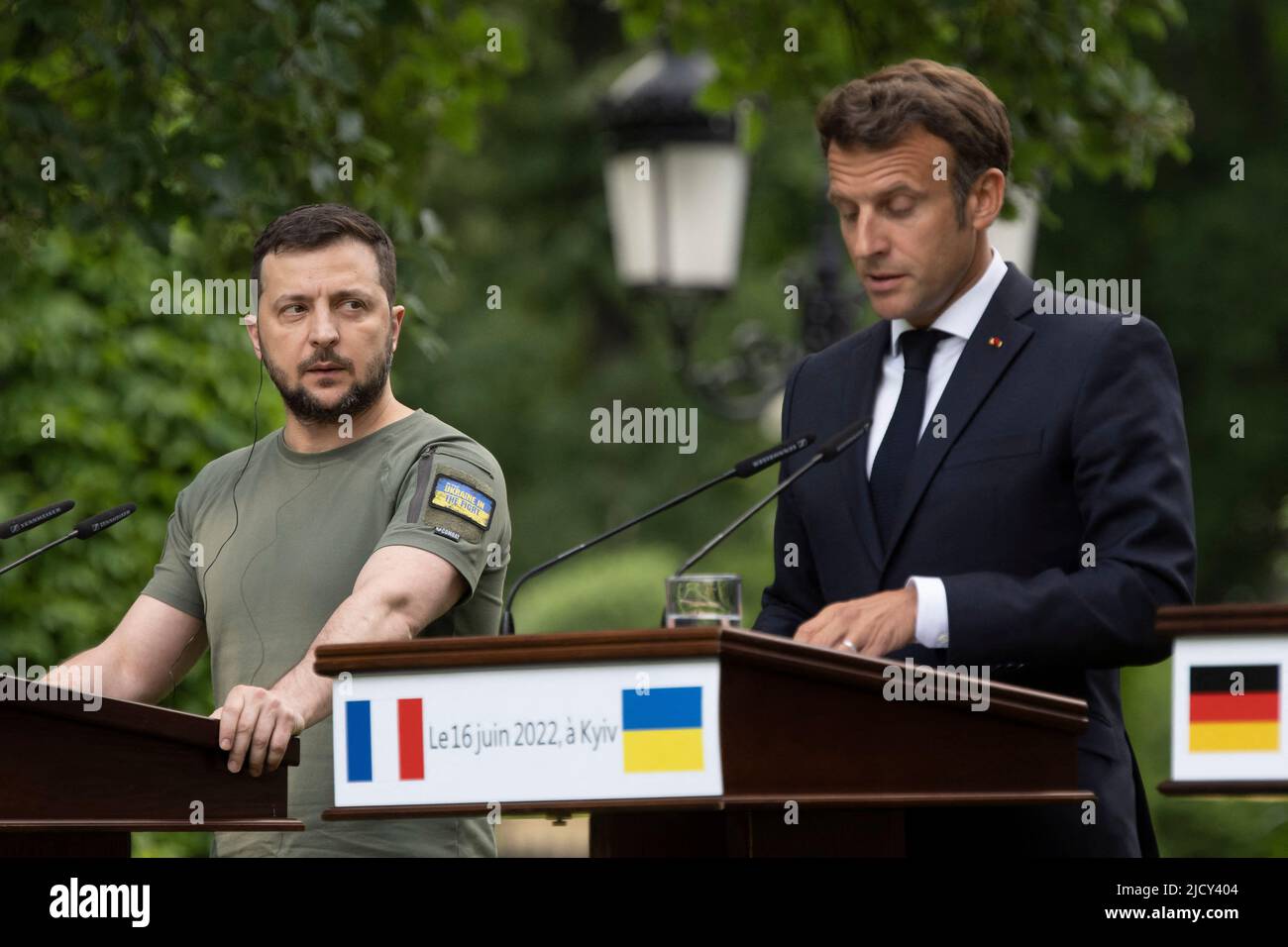 Kyiv, Ukraine. 16th June, 2022. French President Emmanuel Macron, and ...