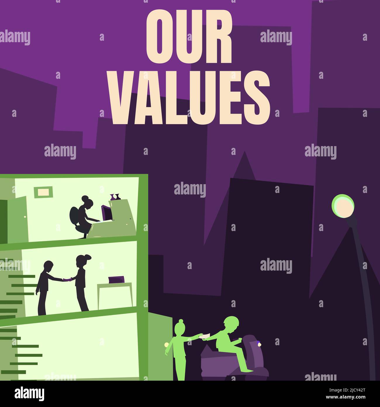 Conceptual display Our Values. Business approach list of morals ...