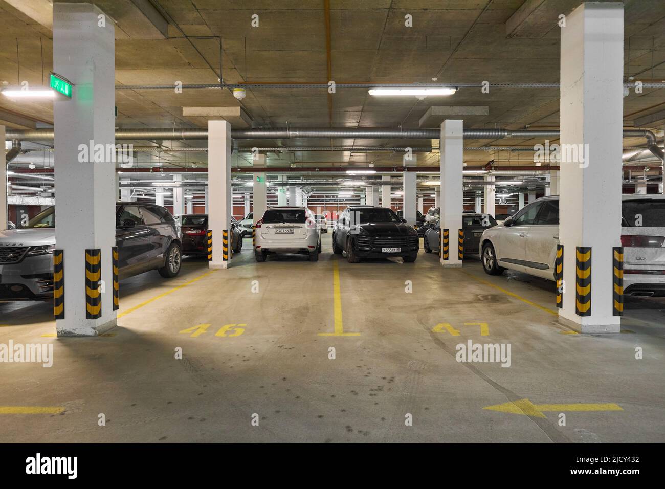 Photo of underground parking in a residential complex Stock Photo - Alamy