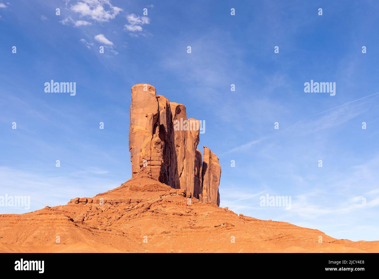 famous elephant butte in monument valley in bright sun Stock Photo - Alamy