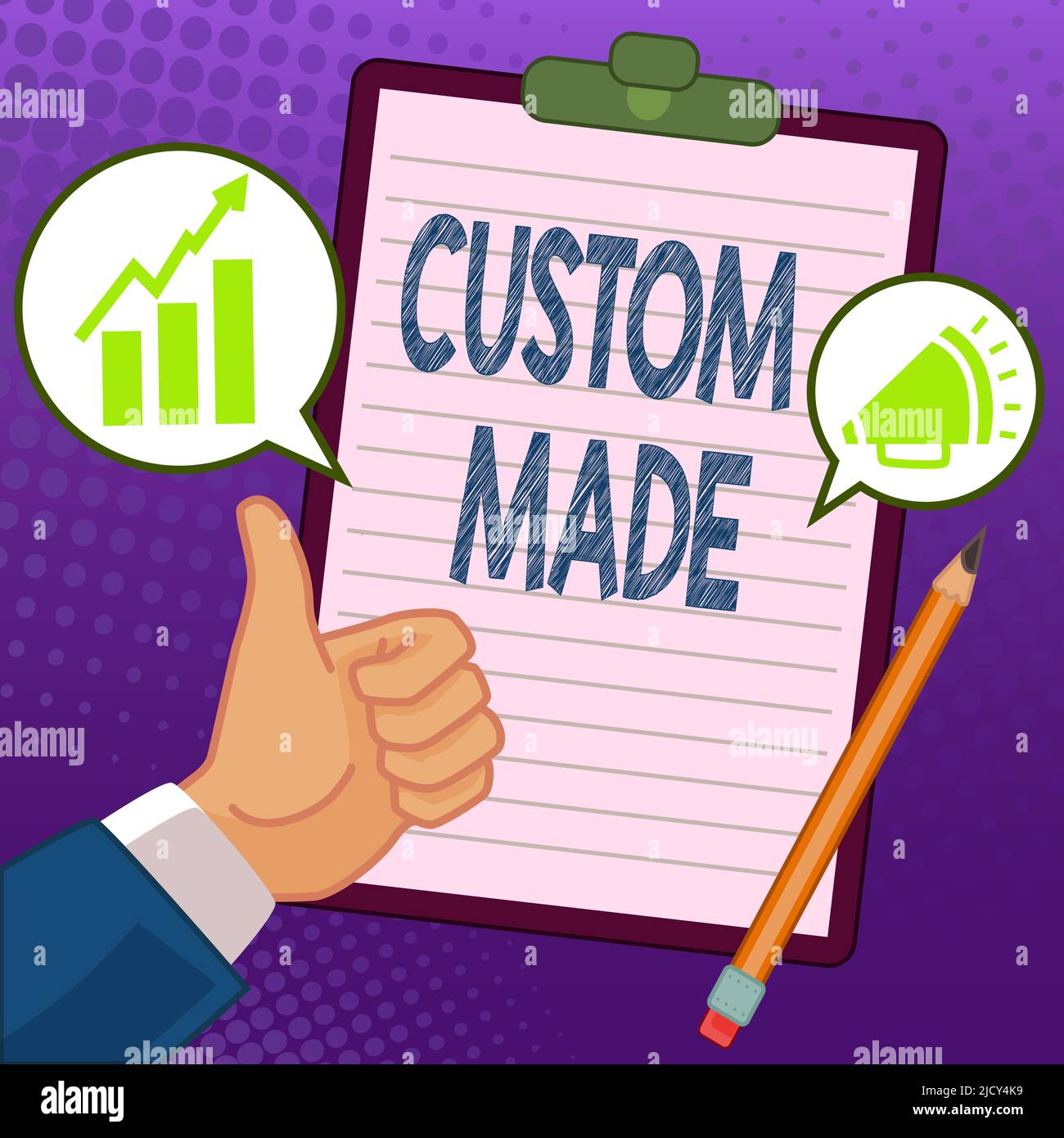Writing displaying text Custom Made. Word Written on something is done ...