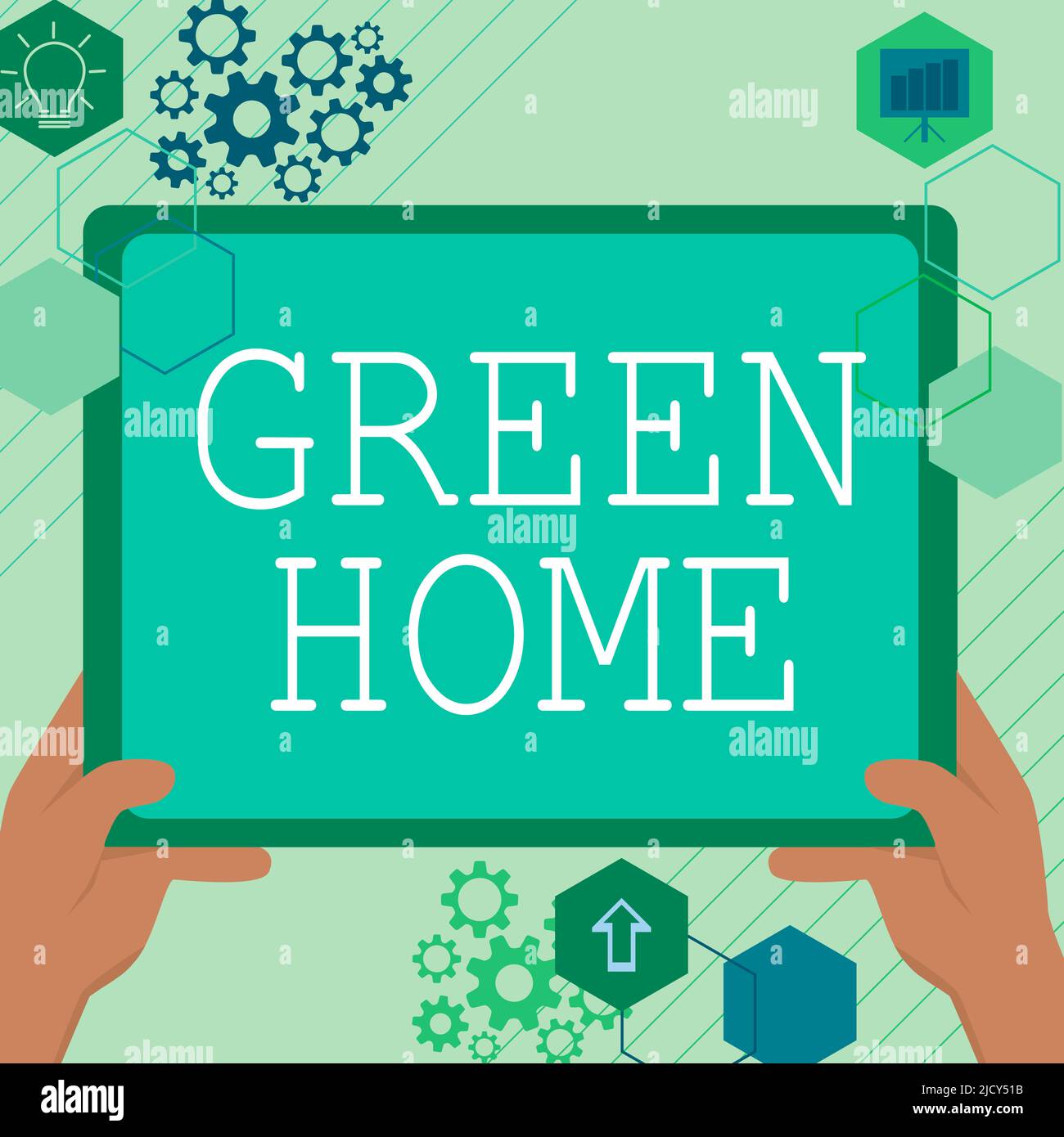 Conceptual caption Green Home. Internet Concept An area filled with ...