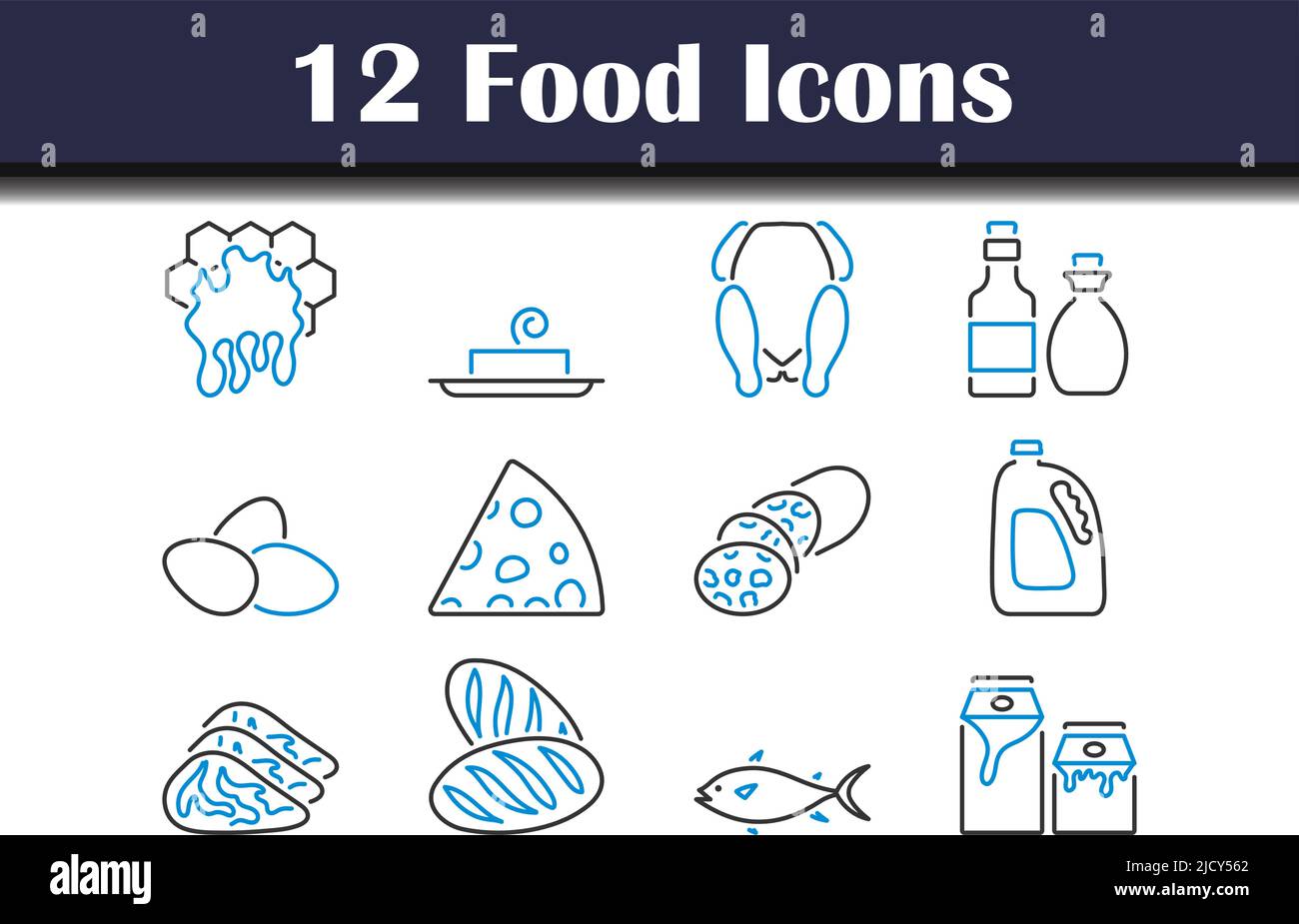 Food Icon Set. Editable Bold Outline With Color Fill Design. Vector ...