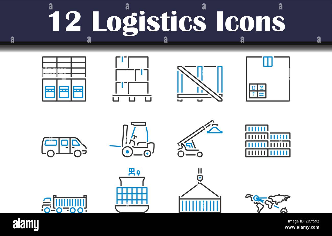 Logistics Icon Set. Editable Bold Outline With Color Fill Design ...