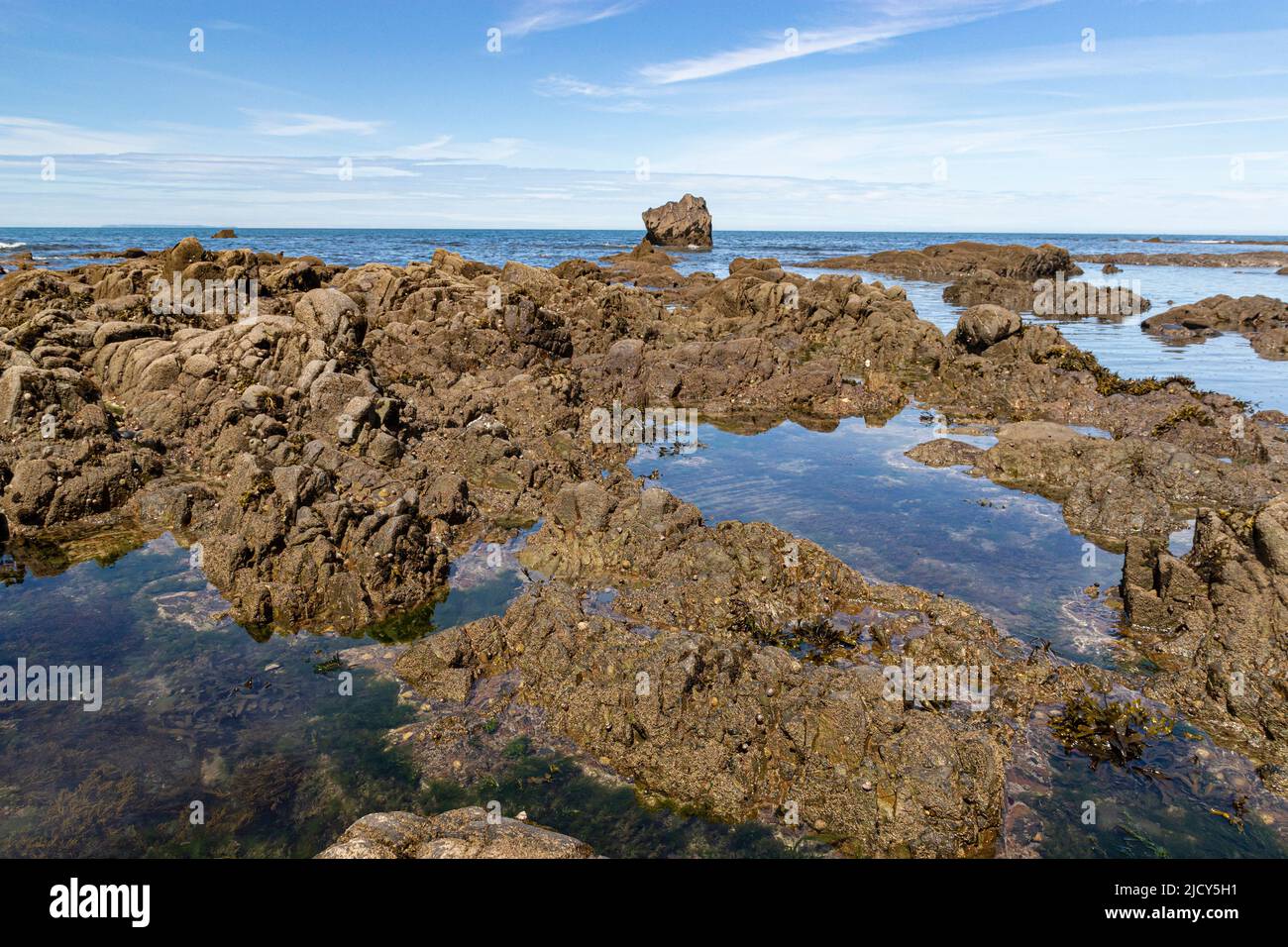 Scenic Sea View of Greencliff Beach, With, Exposed Rocks, Rock Pools ...