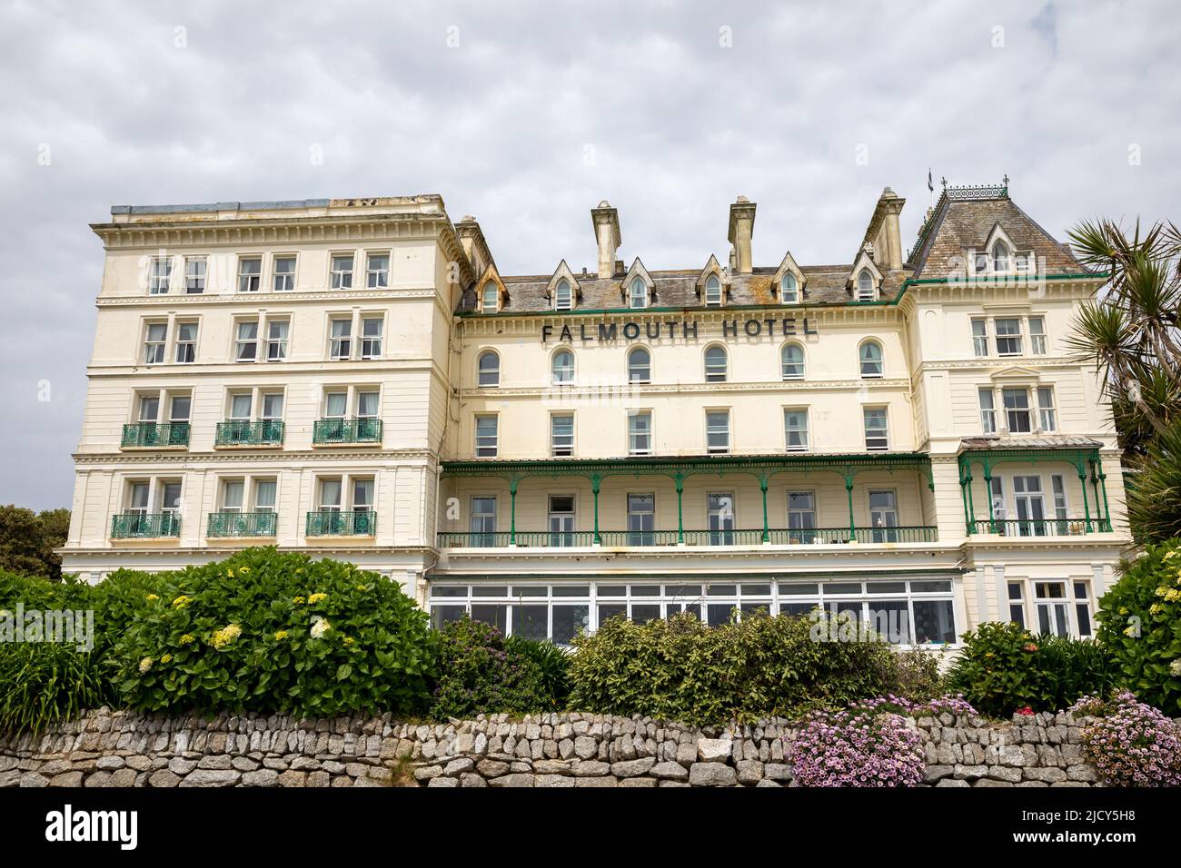 The Falmouth Hotel Castle Beach in Cornwall, uk Stock Photo - Alamy