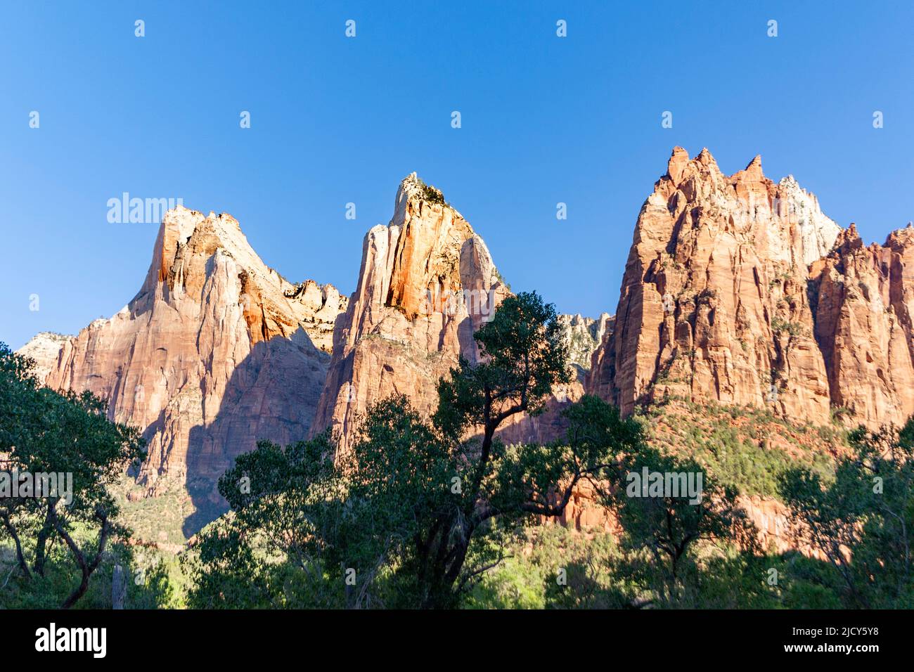 scenic mountains court of the 4 patriarchs at Zion national Park seen ...