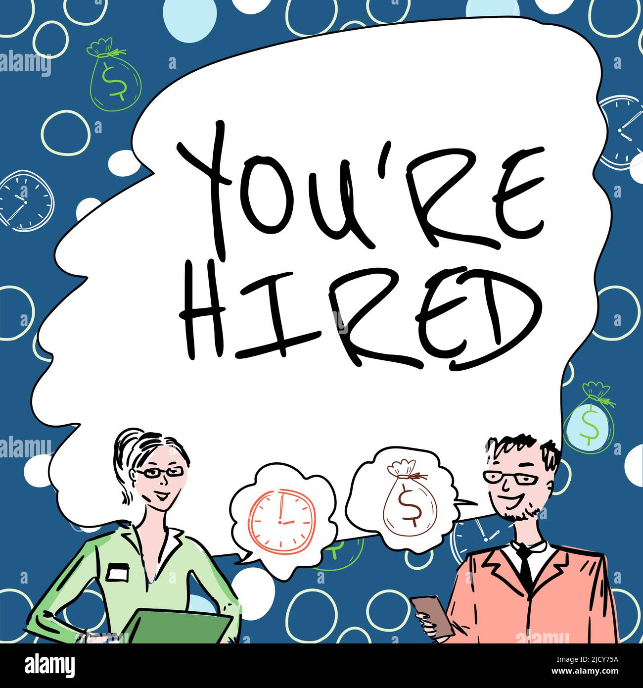 Text caption presenting You Re Hired. Word Written on New Job Employed ...