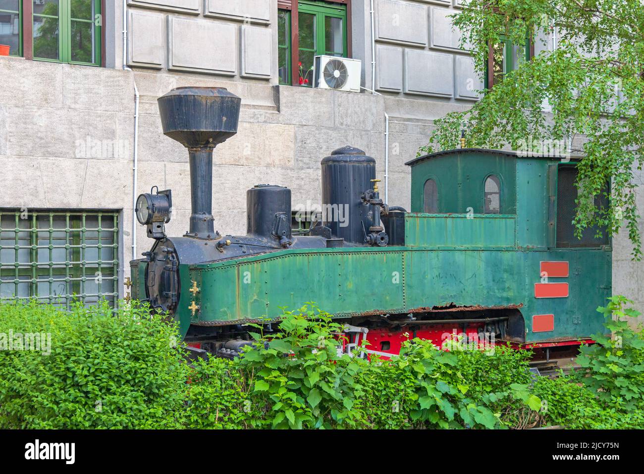 Old Steam Powered Locomotive in Front of Railway Museum Building ...