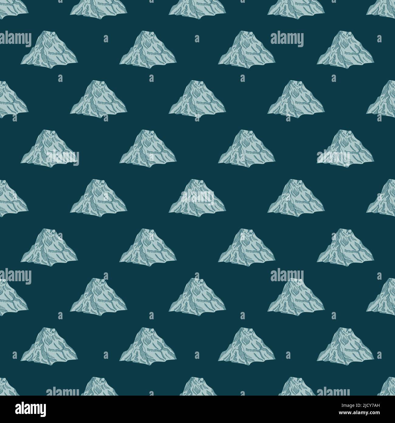 Mountain peak engraved seamless pattern. Vintage background rock ...