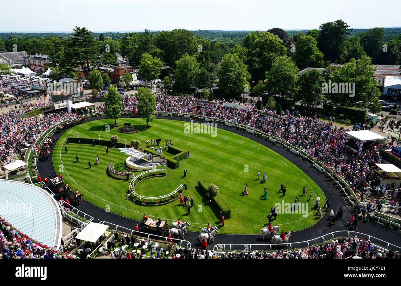 The Royal Procession enters the parade ring during day three of Royal ...