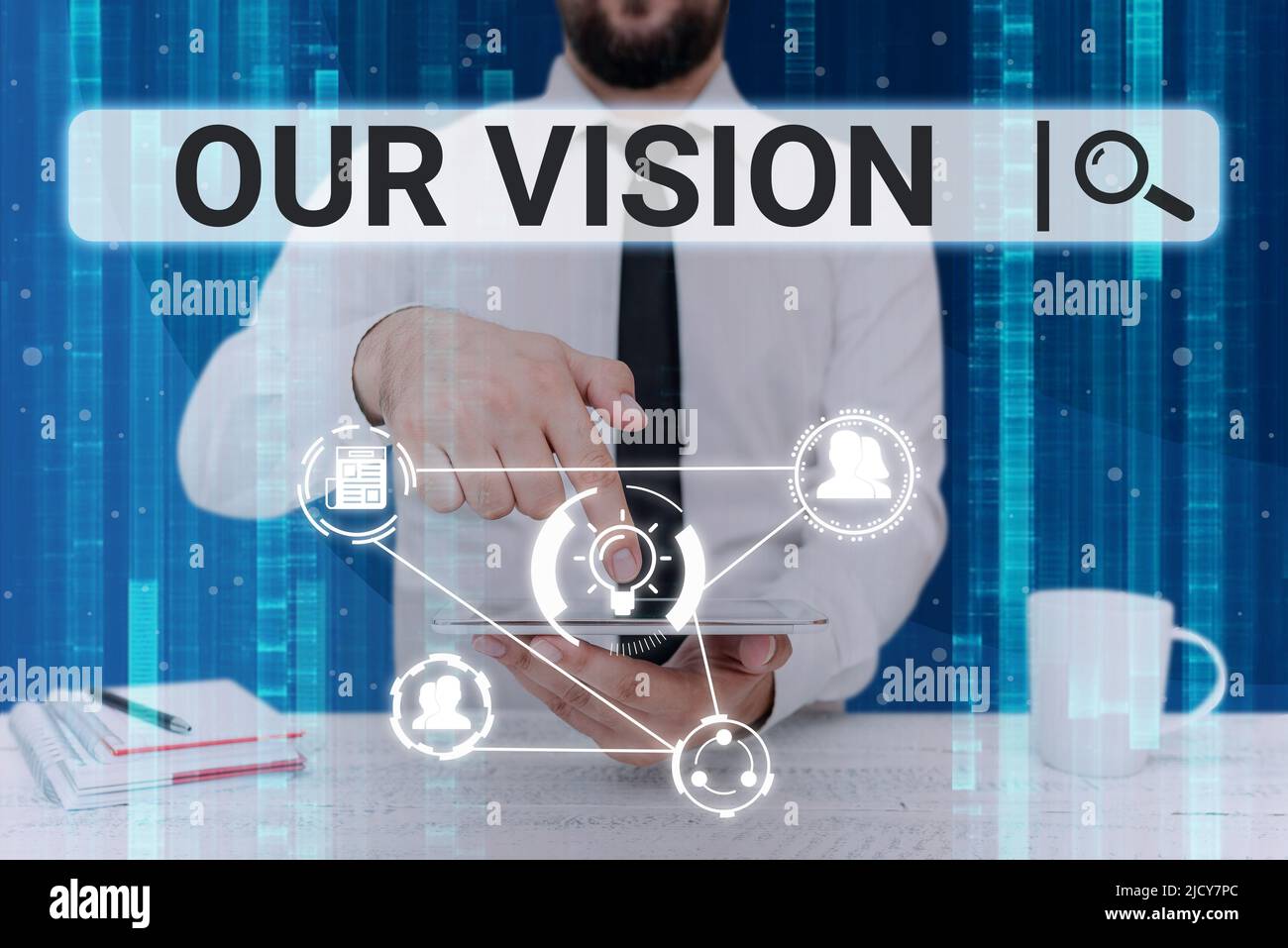 Text caption presenting Our Vision. Business concept plan for next five ...