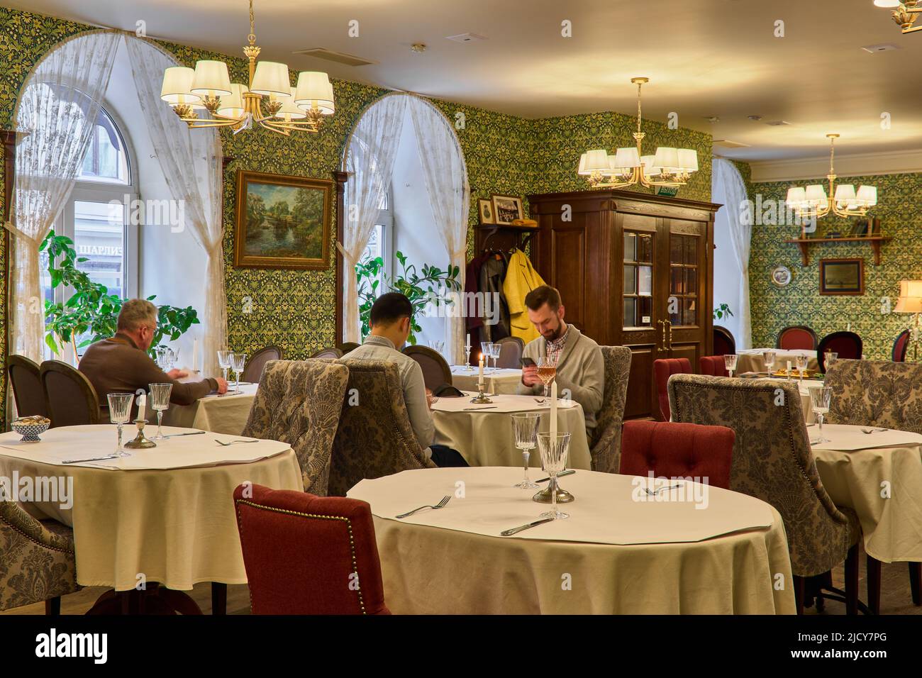 Photo of restaurant interior with old decor Stock Photo - Alamy