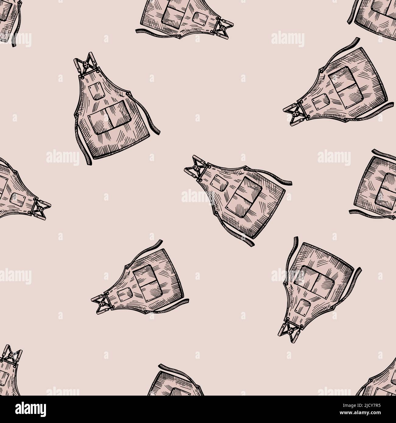 Aprons engraved seamless pattern. Vintage background for kitchen in ...