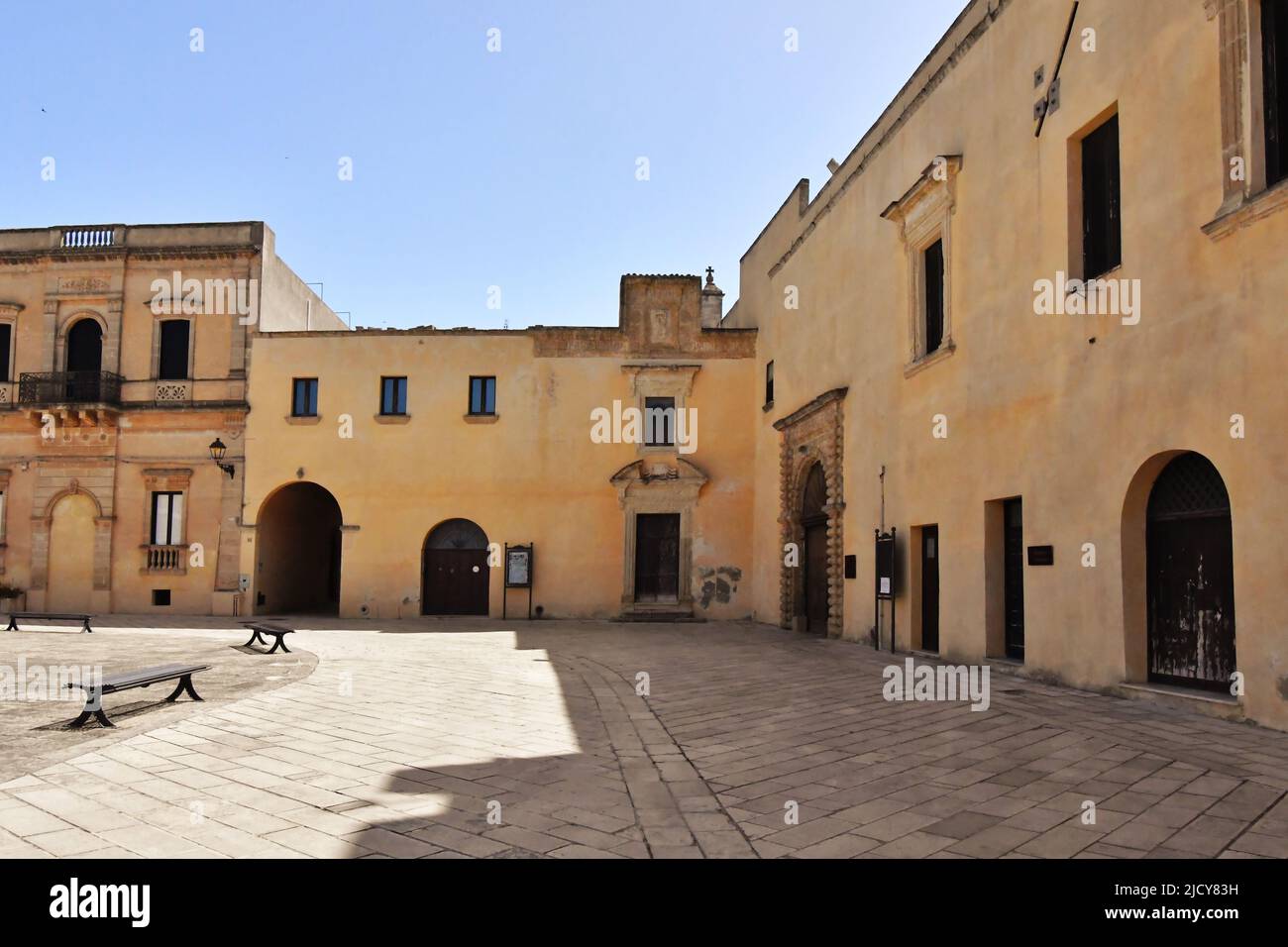 A small square in the historic district of Presicce, a village in the ...