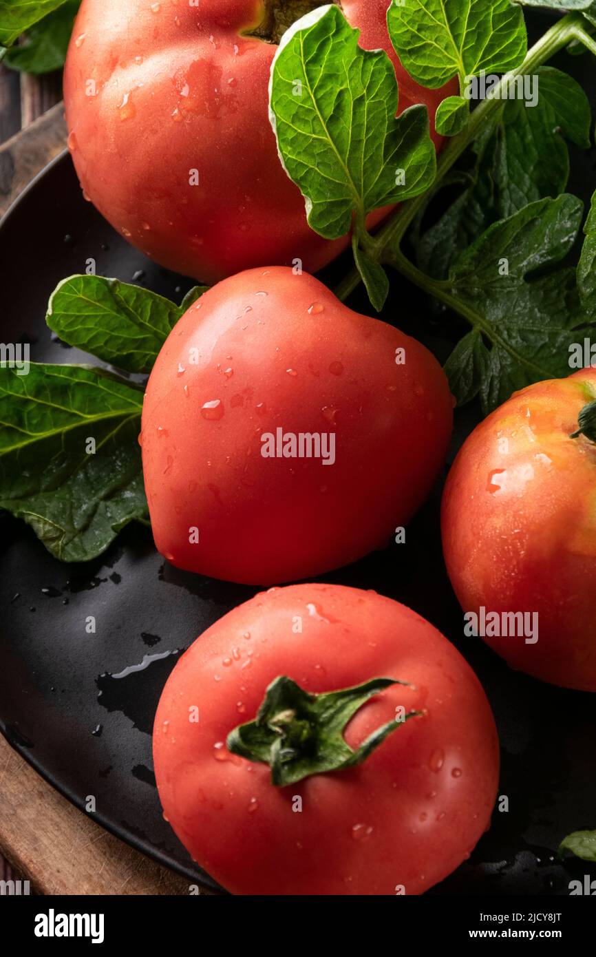 Fresh picked tomatoes, rustic country farm food, organic ingredients ...