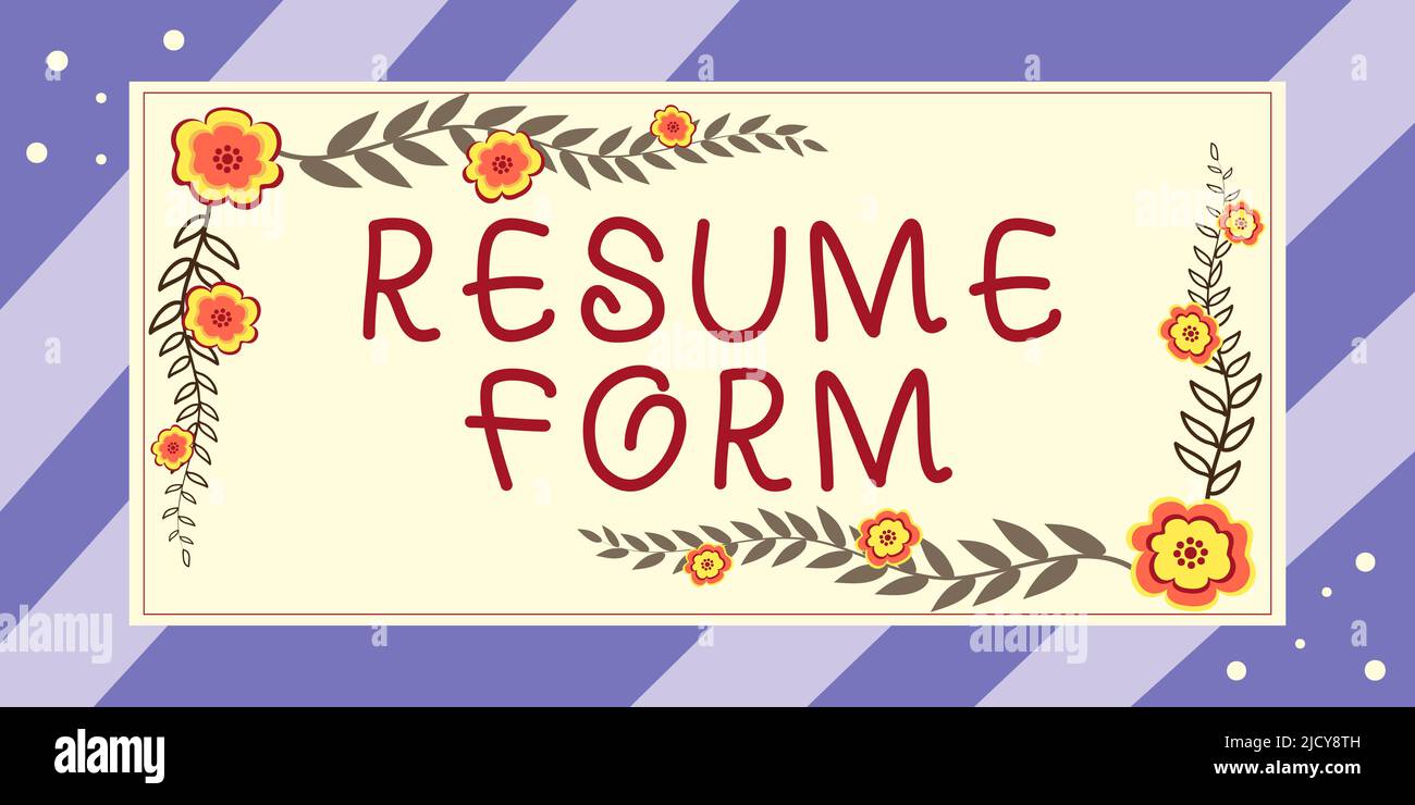 Hand writing sign Resume Form. Business approach describe the layout ...