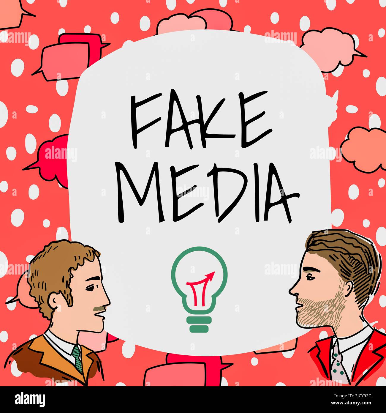 Hand writing sign Fake Media, Business approach An formation held by ...