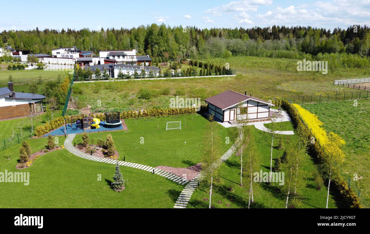 Aerial photography of an expensive country house Stock Photo - Alamy