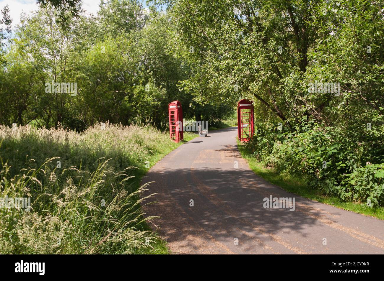 Red telephone booth, Stratford, The olympic park Stock Photo - Alamy