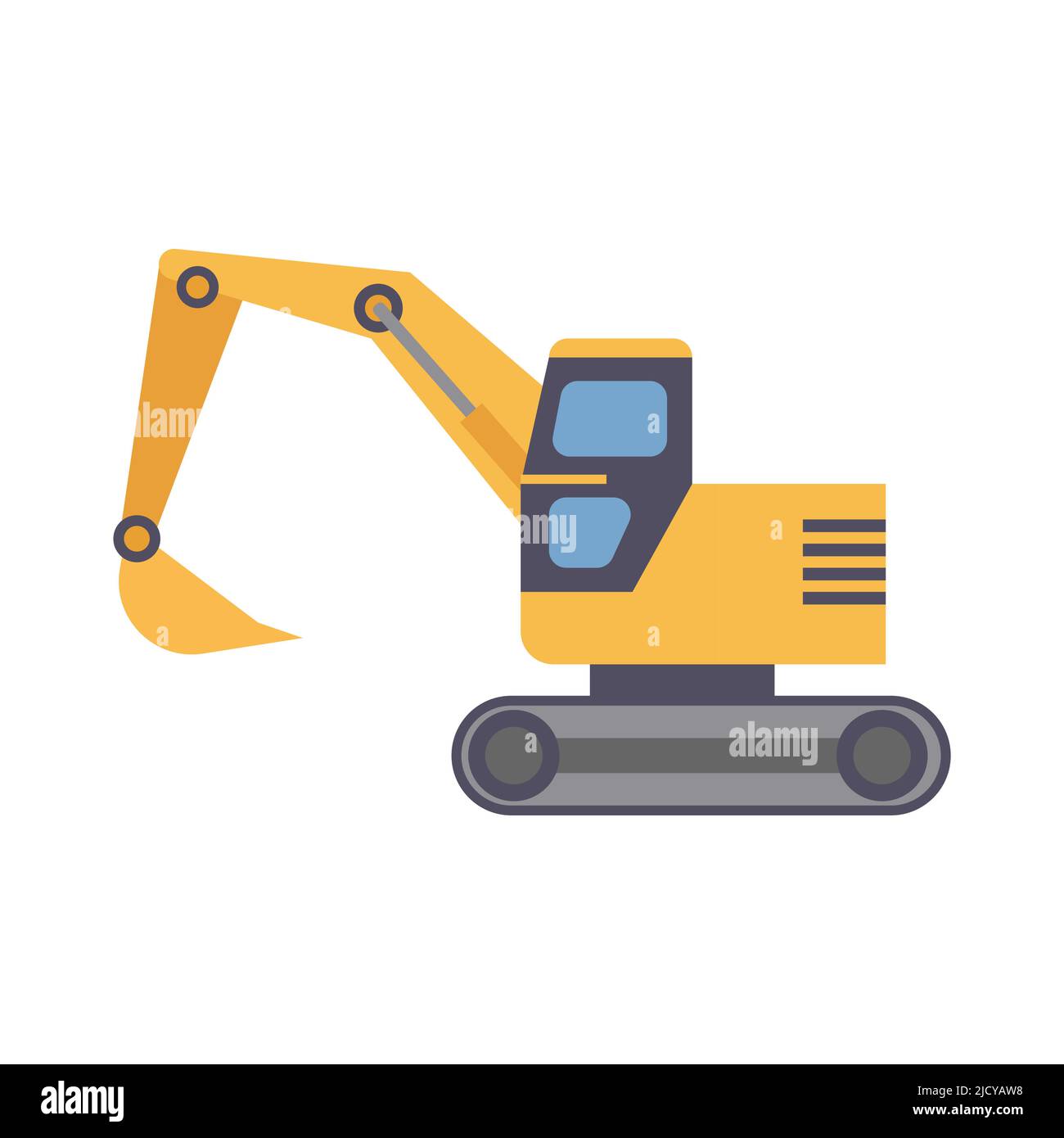 Excavator vector icon construction machine. Bulldozer industry tractor ...