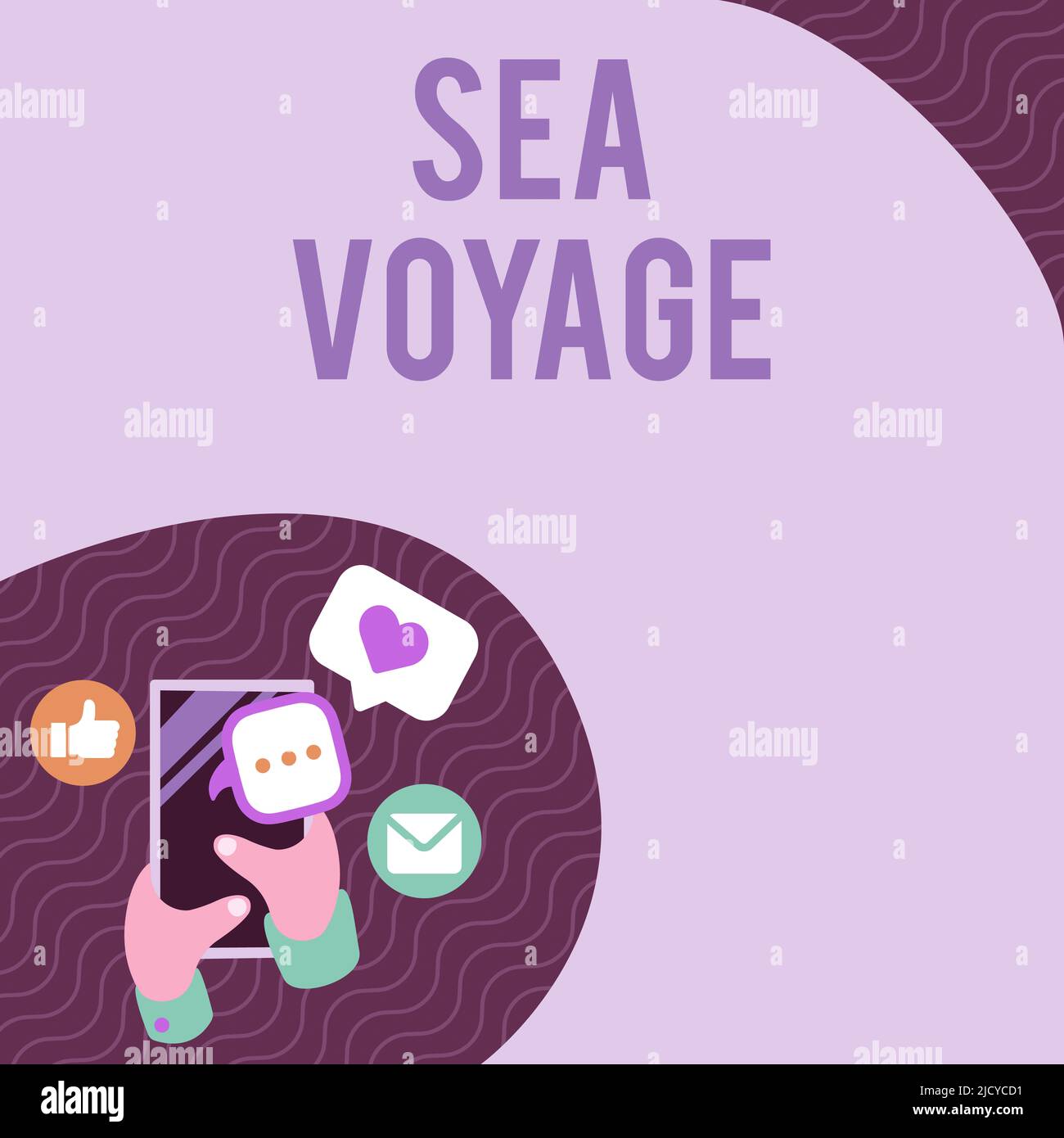 Text sign showing Sea Voyage, Business overview riding on boat through ...