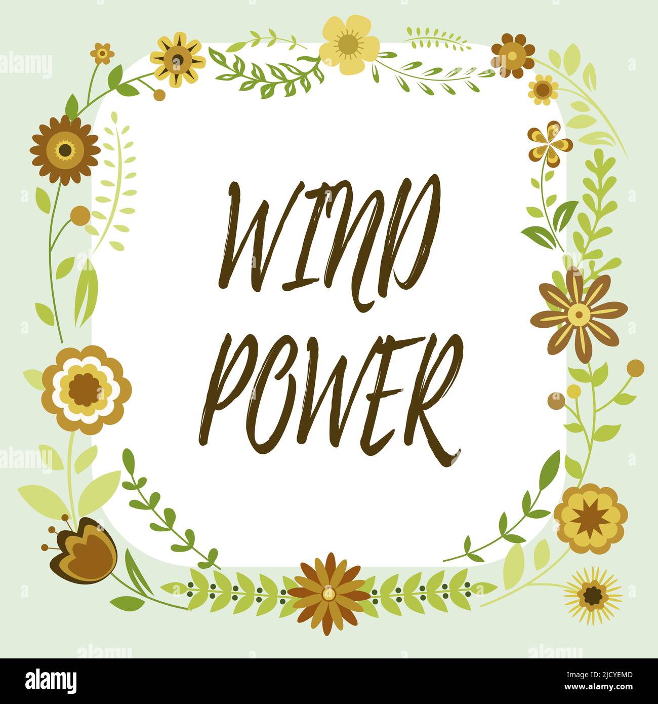 Text caption presenting Wind Power, Internet Concept use of air flowto ...