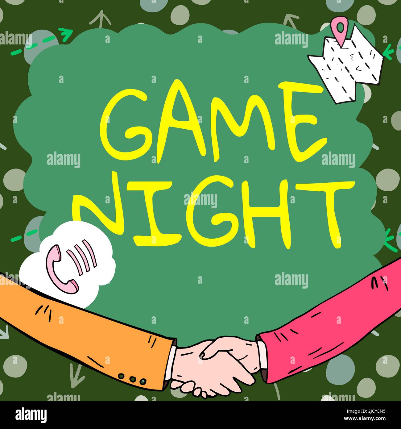 Conceptual caption Game Night. Word Written on event in which folks get ...