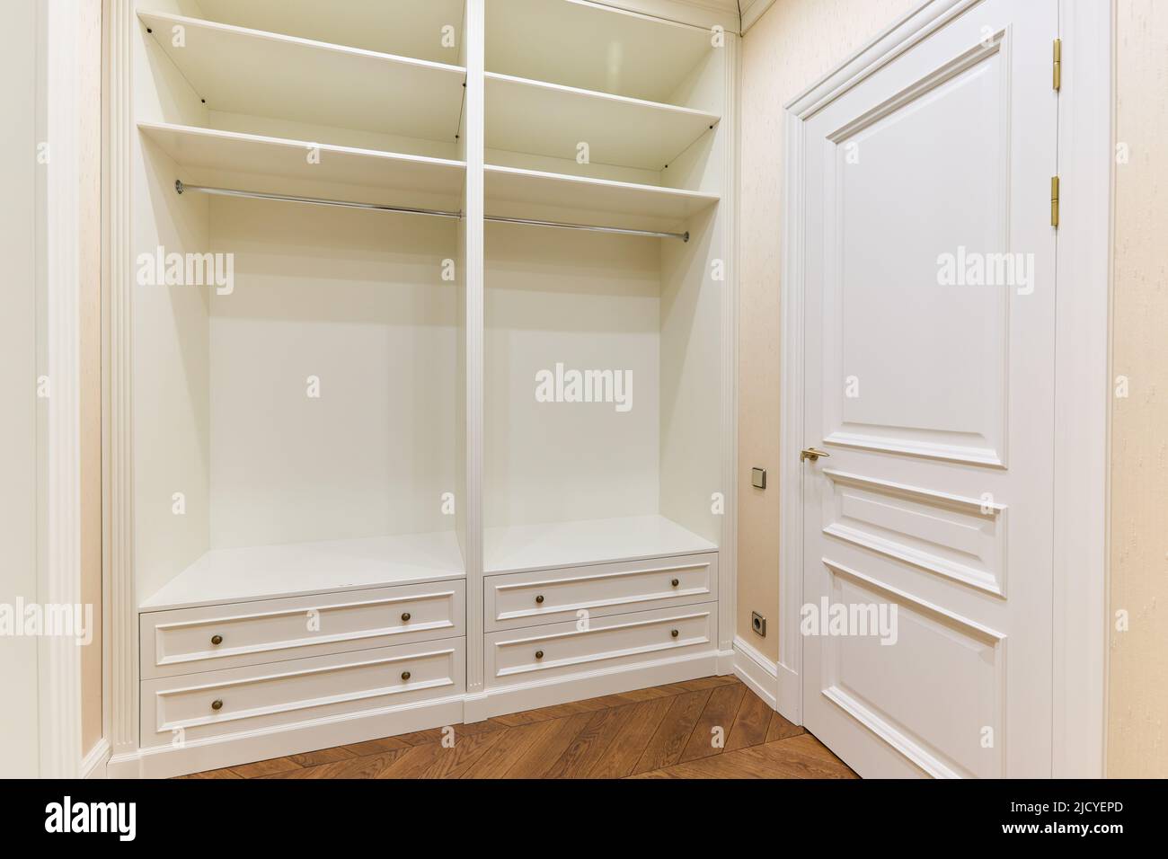 Horizontal photographs of a large wardrobe with lights Stock Photo - Alamy
