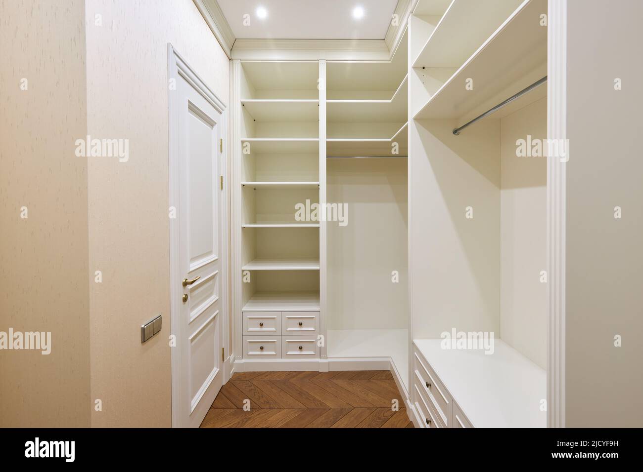 Horizontal photographs of a large wardrobe with lights Stock Photo - Alamy