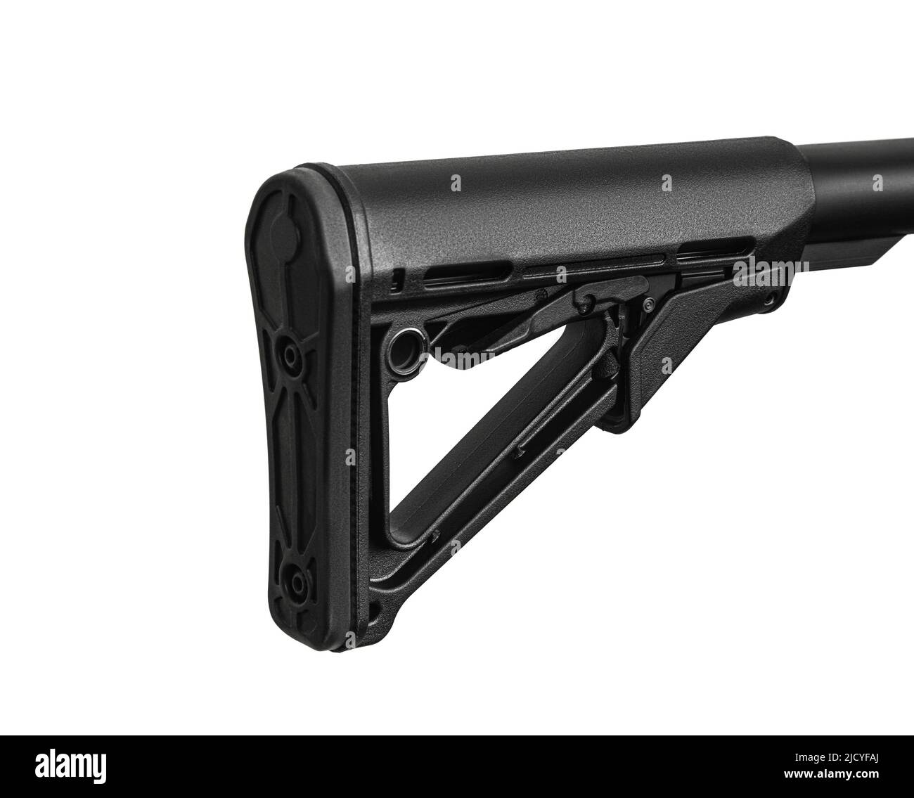 Close-up of the butt of an automatic carbine. Modern automatic rifle ...