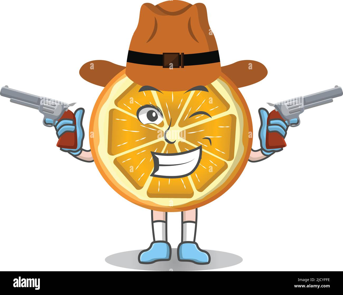Character mascot of slice orange fruit as a cowboy , character design ...