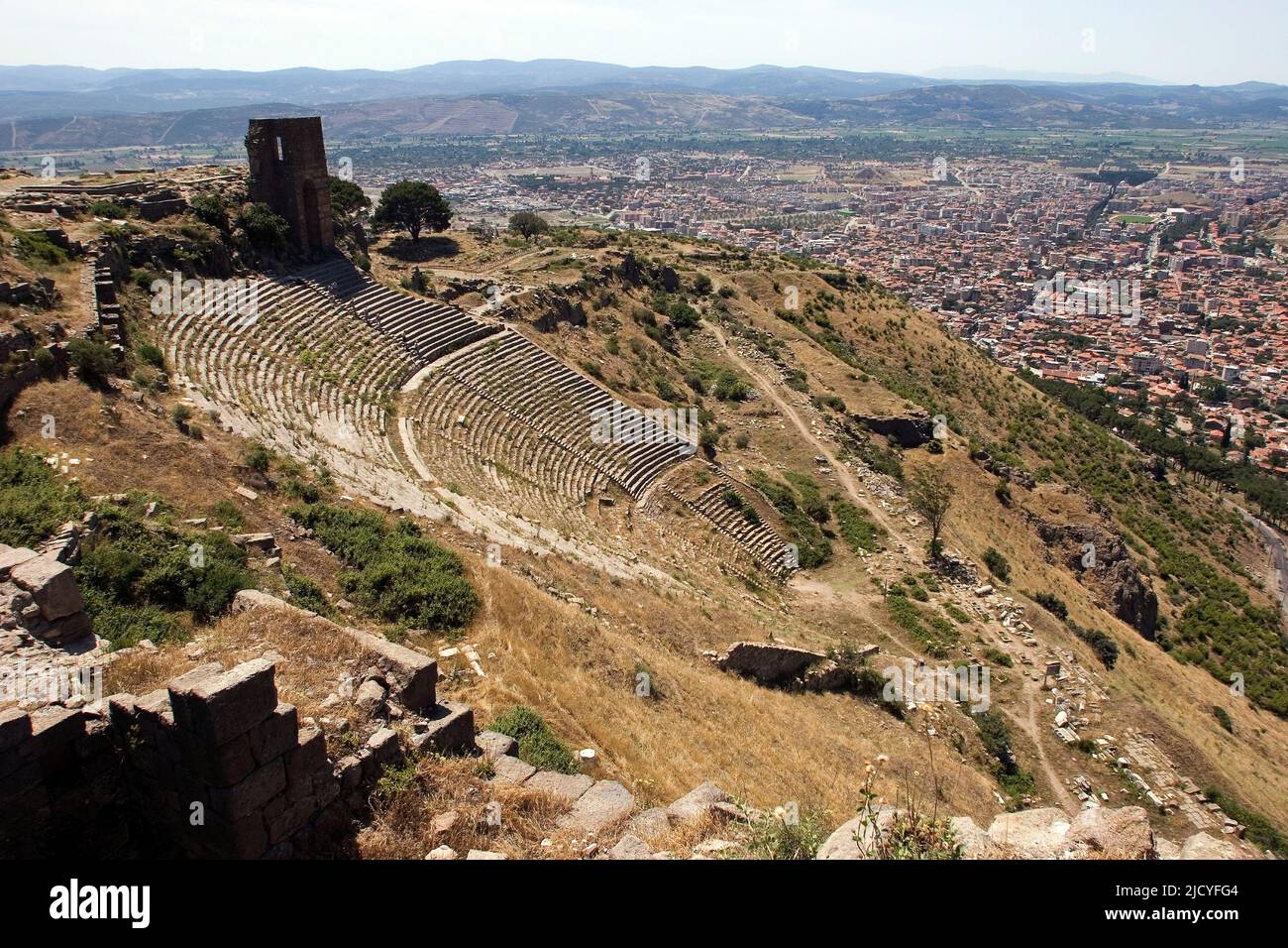 Roman amphitheatre (amphitheater) in the ruins of the ancient city of Pergamum (Pergamon ...