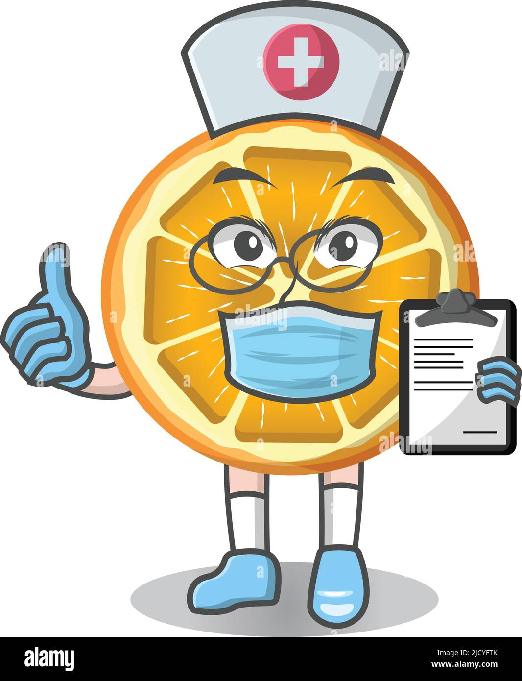 Cartoon mascot of slice orange fruit doctor , character design Stock ...