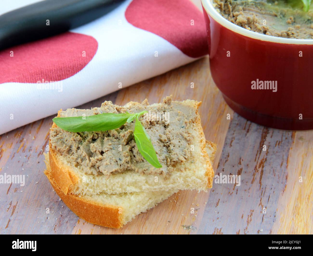 liver pate on bread appetizer food Stock Photo - Alamy