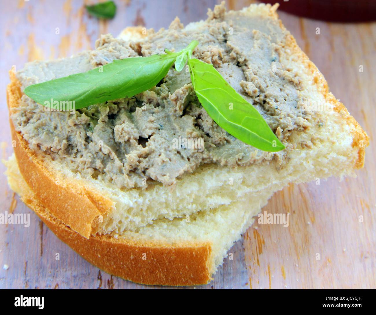 liver pate on bread appetizer food Stock Photo - Alamy