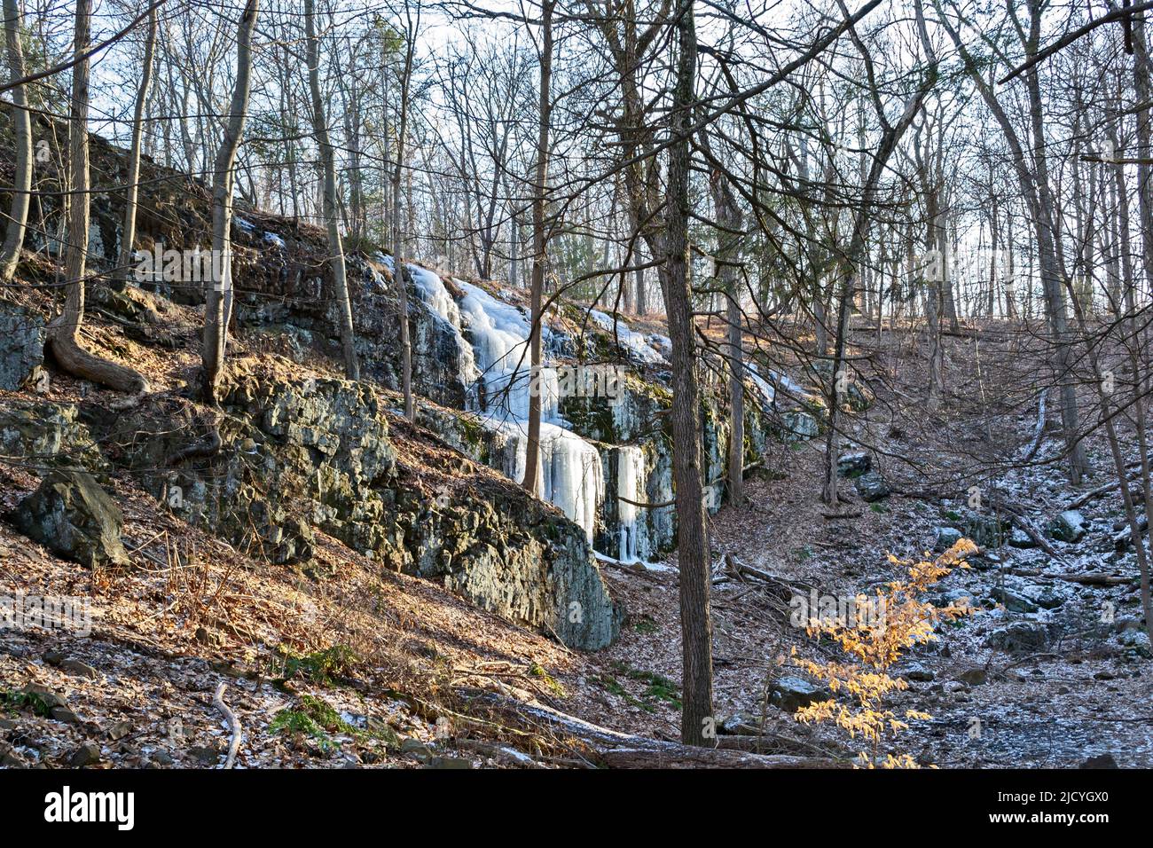 Frozen waterfall in January. Hemlock Falls, New Jersey Stock Photo - Alamy