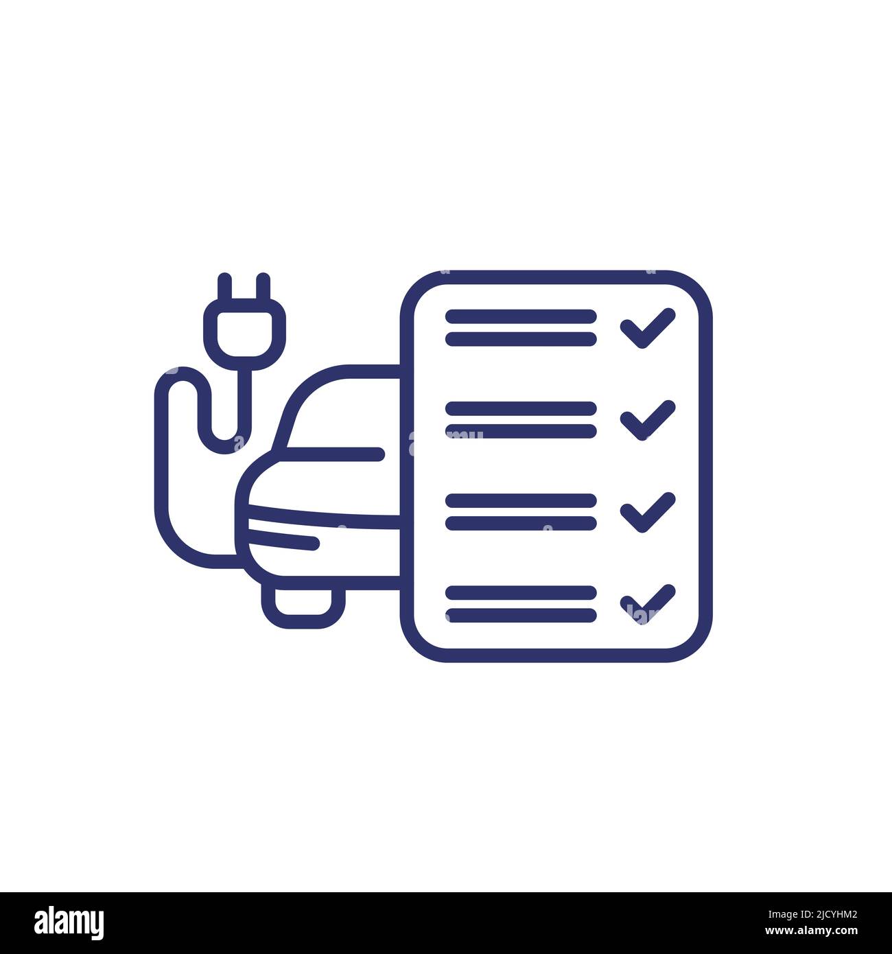electric car and a checklist line icon Stock Vector Image & Art - Alamy