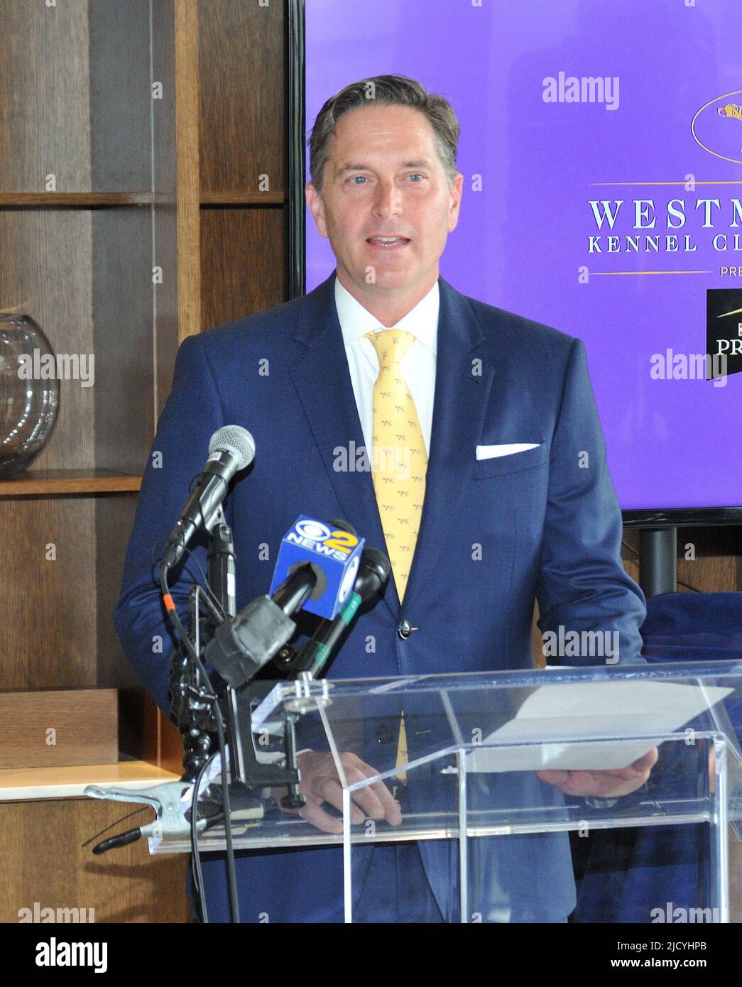 Darrell W. Crate speaks at the Westminster Kennel Club Dog Show press ...