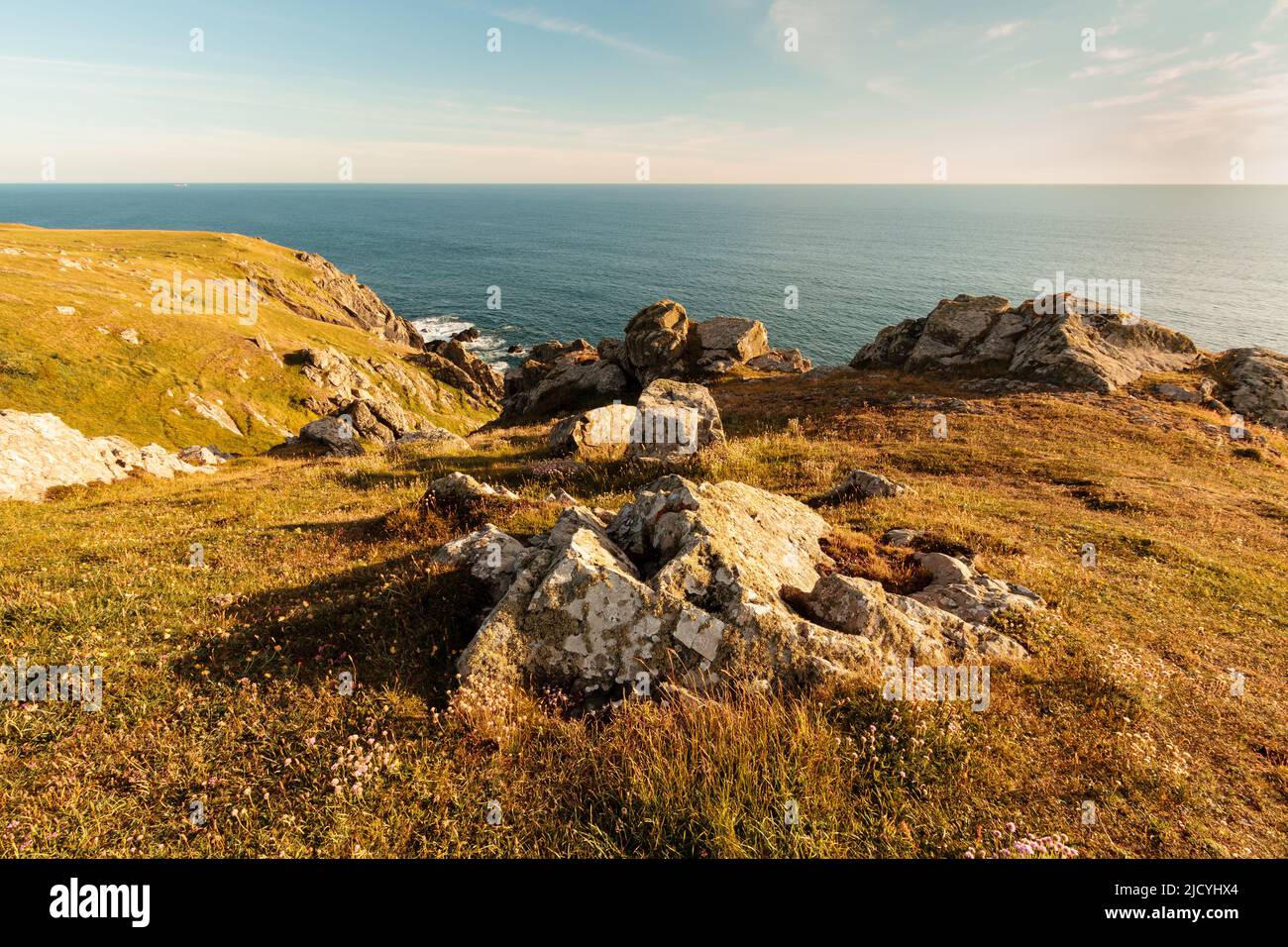 Predannack cliffs on The Lizard Peninsula looking south over the ...
